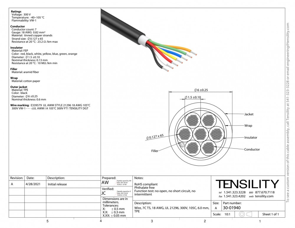 Technical drawing preview for Tensility International part 30-01940