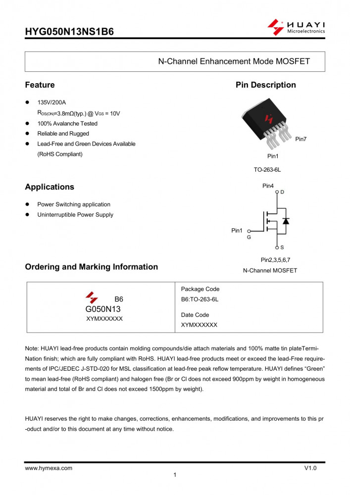 HYG050N13NS1B6 datasheet page 1
