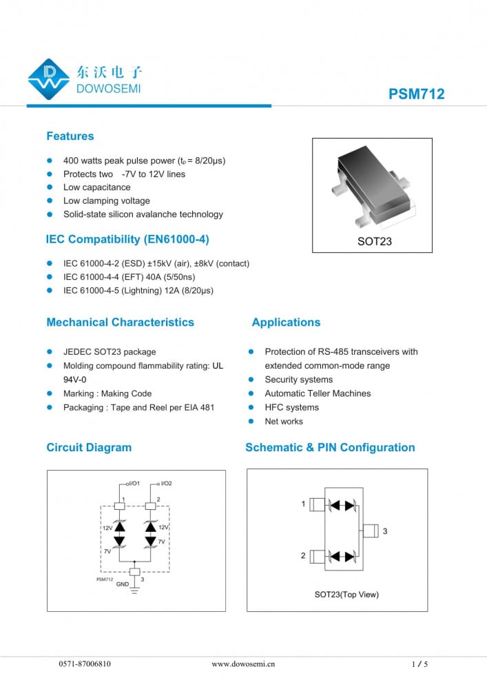 PSM712 datasheet page 1