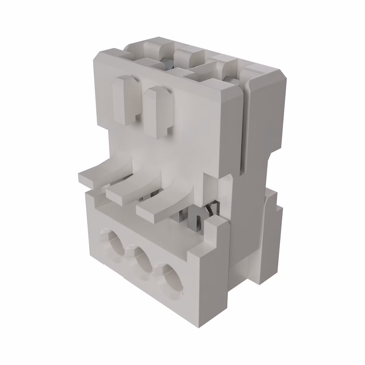 Appli-Mate RAST 2.5 IDT Housing, 2.50mm Pitch, Female, 3 Circuits, Beaded Terminal, Position Keys A & D Removed, Slotted Endwalls, Polarizing Rib Between Circuits 2 & 3 for sale