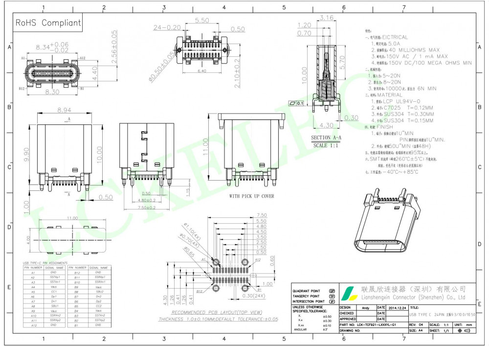 LCK-TCF921-L93YL-G1 technical document page 2