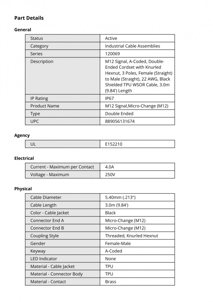 MOLEX cable assembly technical drawing, page 2