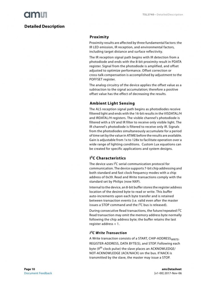 TSL2740 technical document page 10