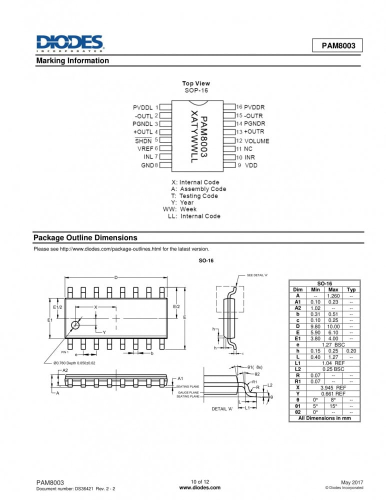 PAM8003DR datasheet page 10