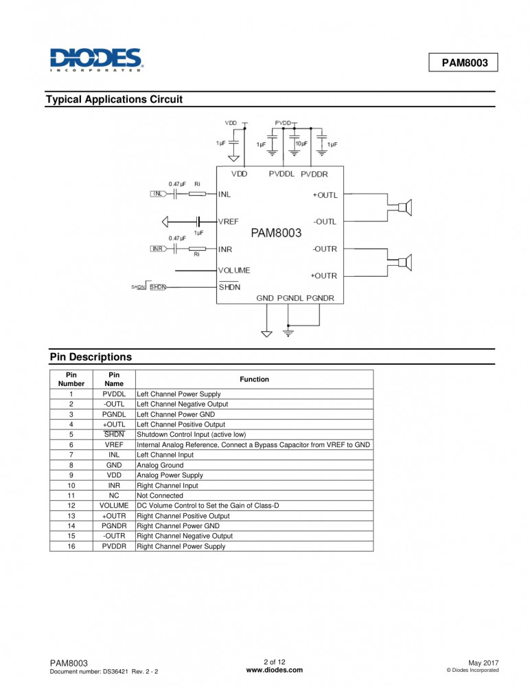 PAM8003DR datasheet page 2
