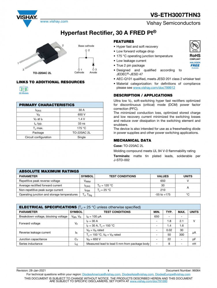 VS-ETH3007THN3 datasheet preview, page 1