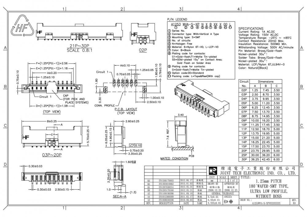 Joint Tech Elec A1253WVA-S-04PNLBT1T00L technical drawing preview