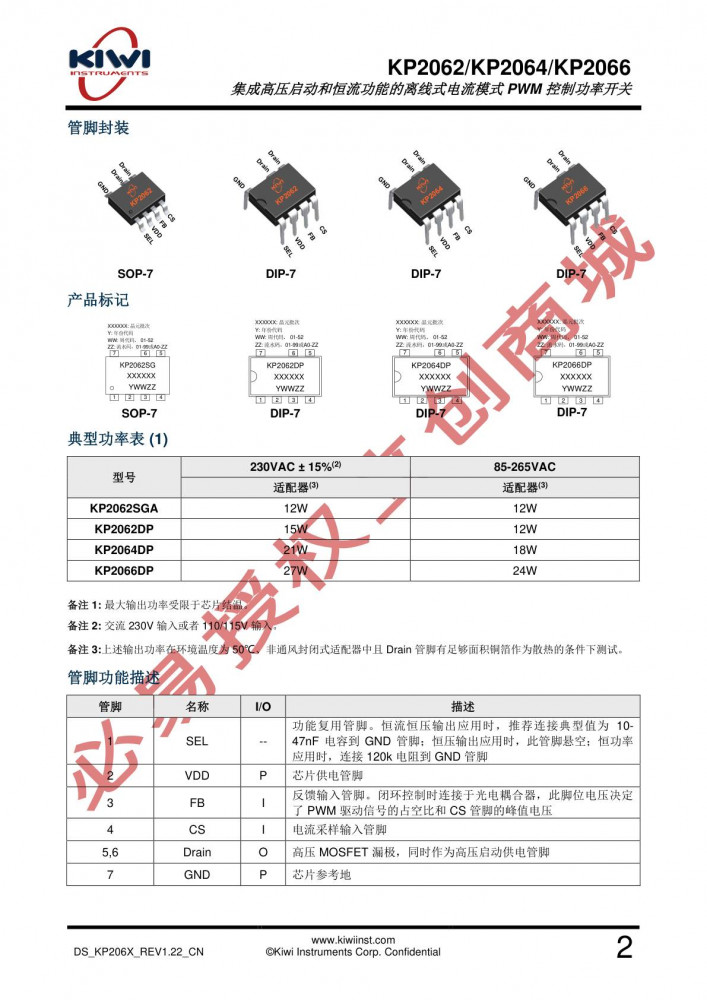 KP2062DP datasheet page 2