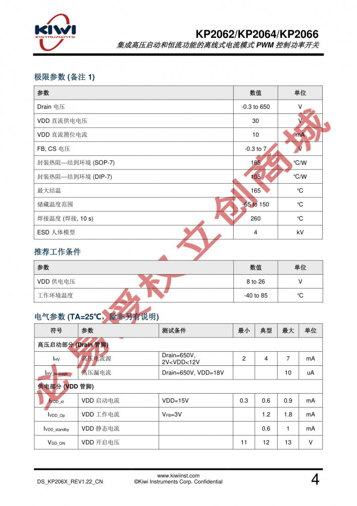 KP2062DP datasheet page 4