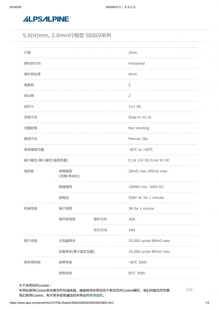 SSSS923802 product outline and dimensions