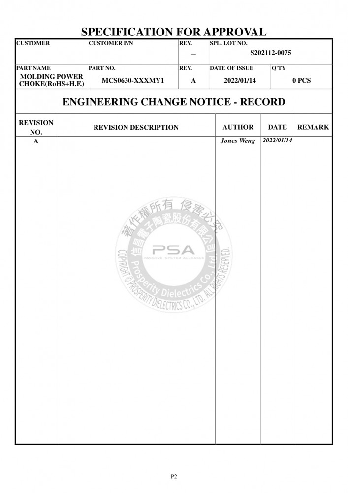 MCS0630-100MPY1 approval specification page 3