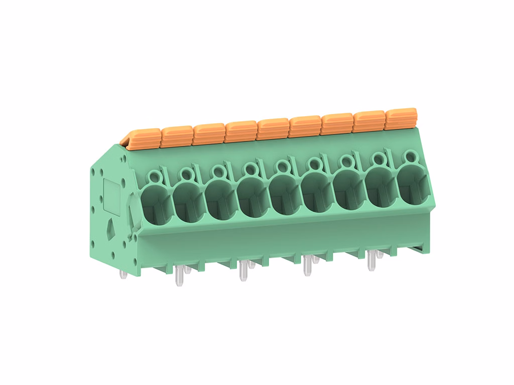 7.50mm Pitch Lever Activated Fixed Mount PCB Terminal Block, 35° Wire Entry, Left Rear Terminal, 9 Circuits for sale