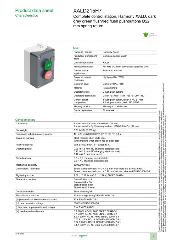 XALD215H7 technical document page 1