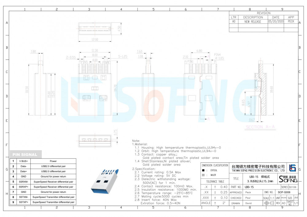 SOFNG U30-15 technical document preview
