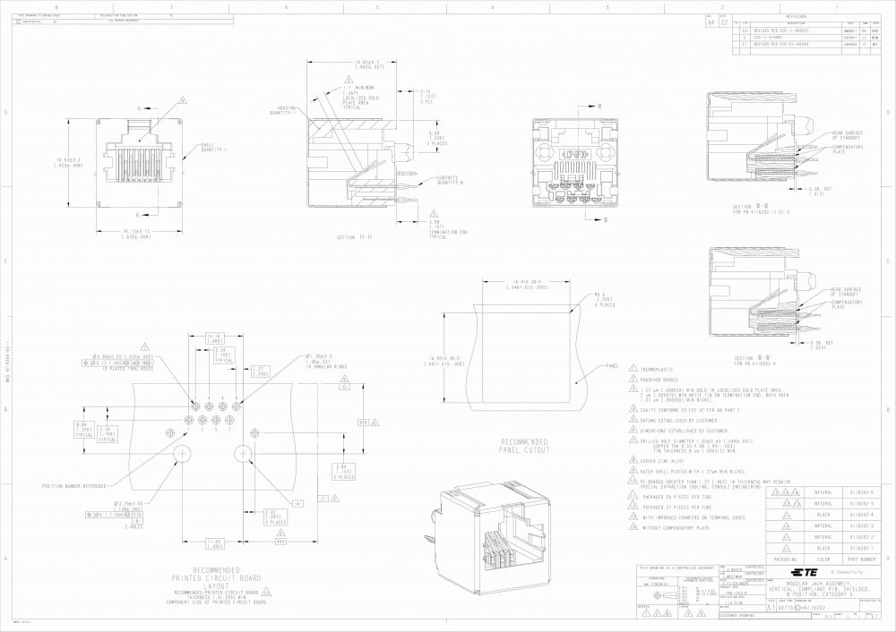 TE Connectivity 6116202-2 technical drawing preview