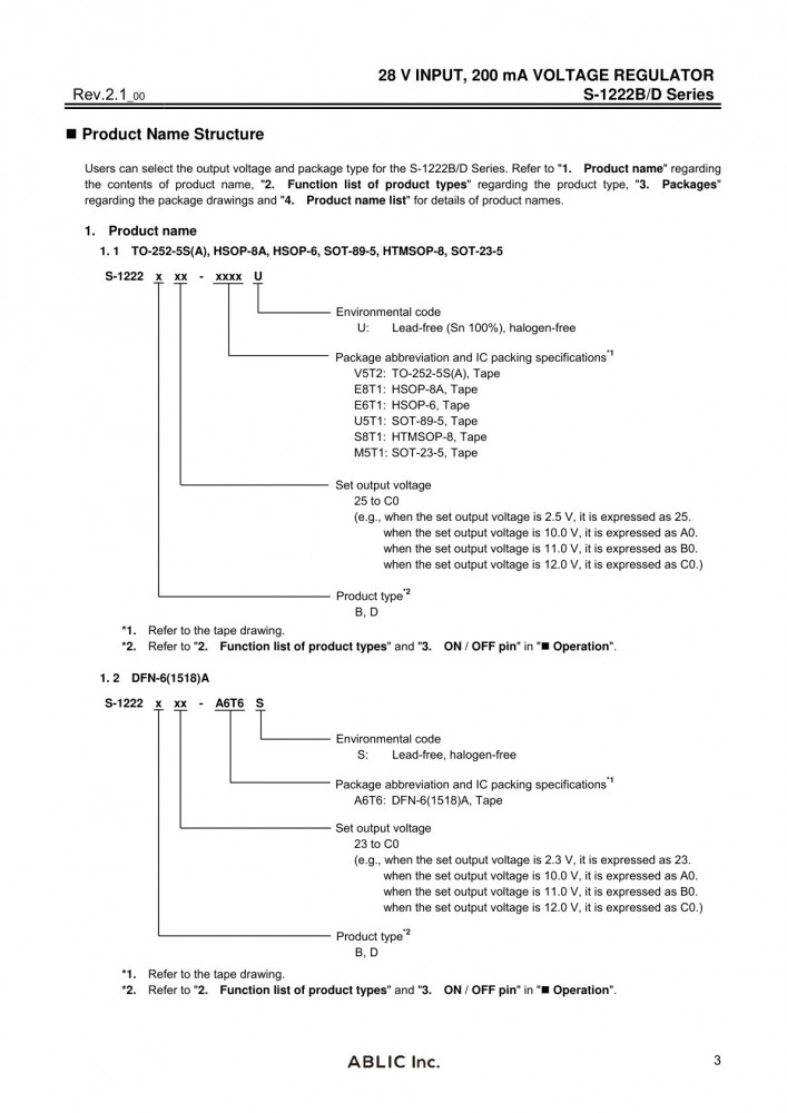 S-1222B/D Series datasheet page 3