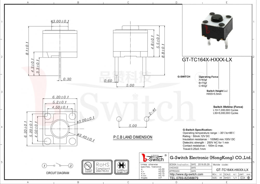 GT-TC164B-H055-L10 technical document