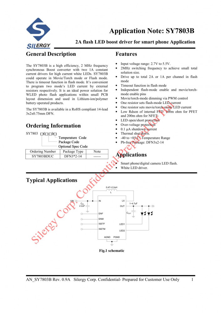 SY7803BDUC datasheet page 1