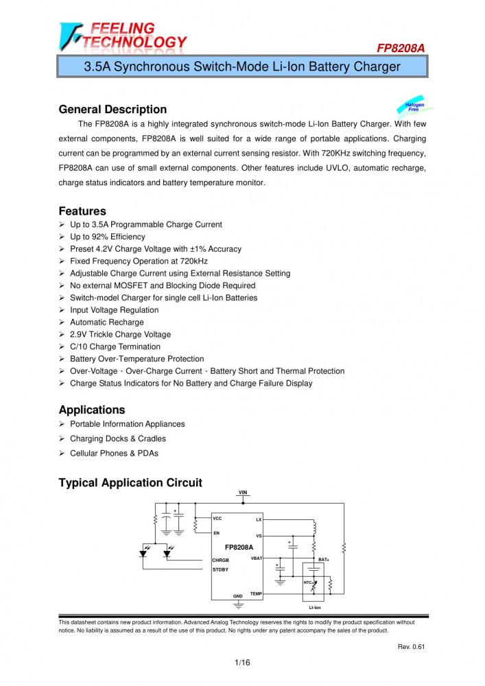 FP8208AXR-G1 datasheet page 1