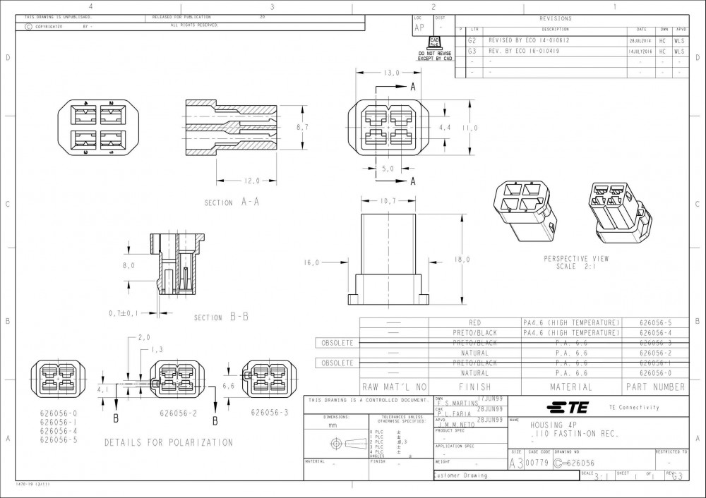 TE Connectivity 626056-4 controlled drawing