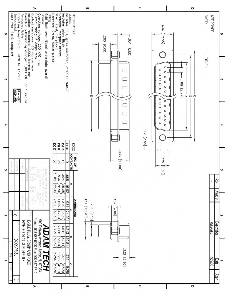 ADAM TECH DE09-PR-SL technical document page