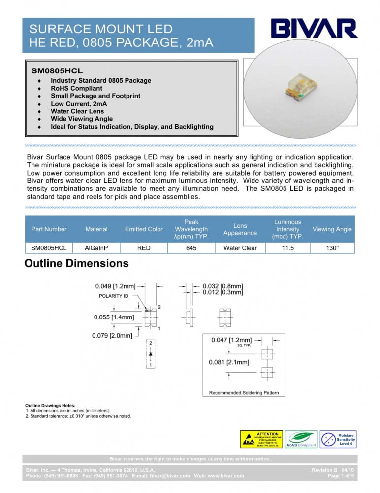 SM0805HCL datasheet page 1