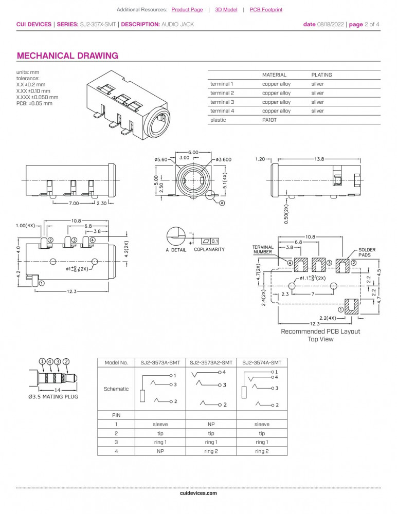 SJ2-3573A2-SMT-TR datasheet page 2
