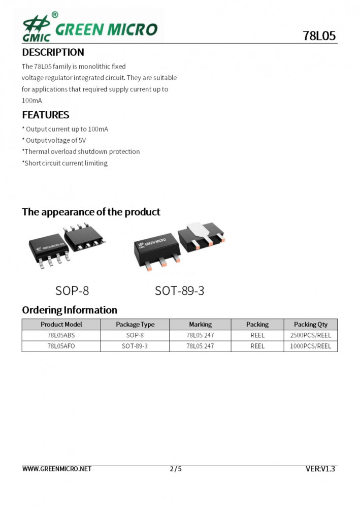 78L05AFO datasheet page 2