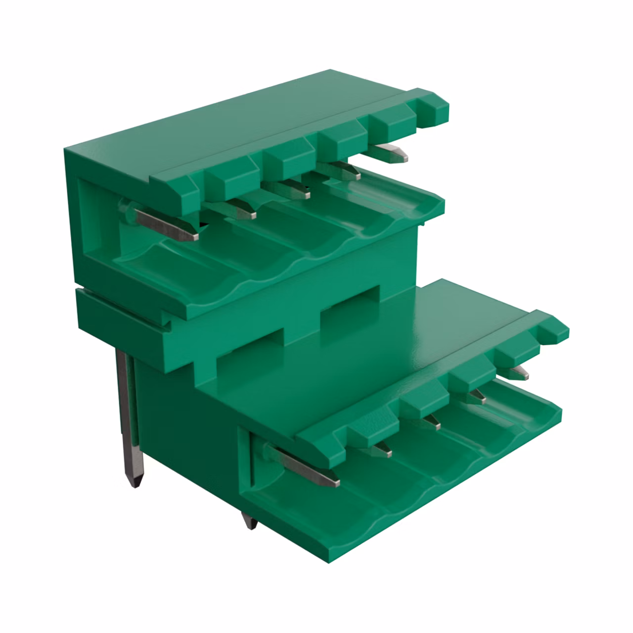 5.00mm Pitch Eurostyle Horizontal Dual Level PCB Header, Open Ends, Green Housing, 10 Circuits for sale
