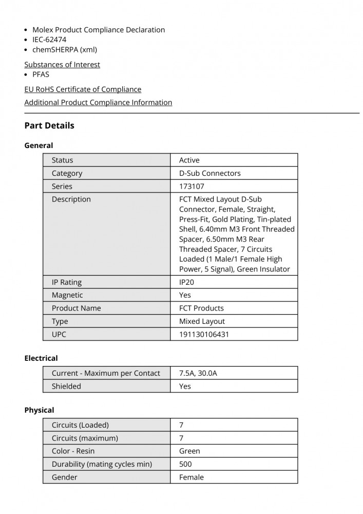 MOLEX 1731071167 technical drawing page 2