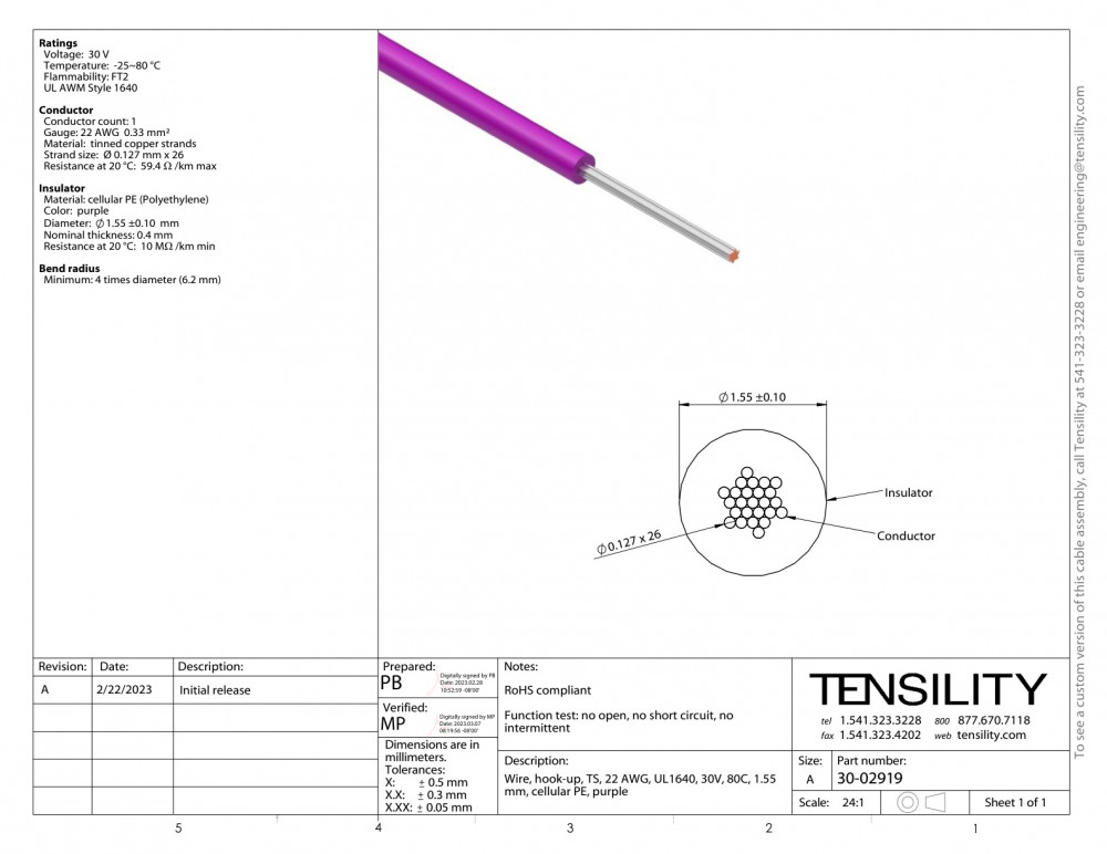 Technical drawing for Tensility International model 30-02919