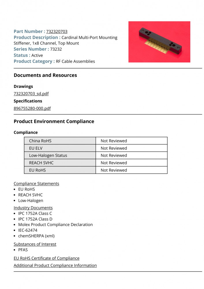 MOLEX 732320703 technical document image, page 1