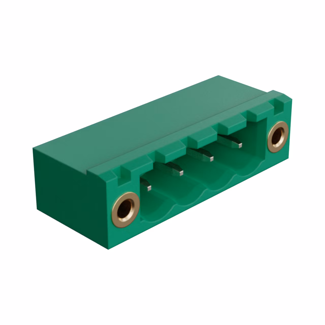 5.00mm Pitch Eurostyle Right-Angle PCB Header, with Threaded Retention Inserts, Green Housing, 4 Circuits for sale