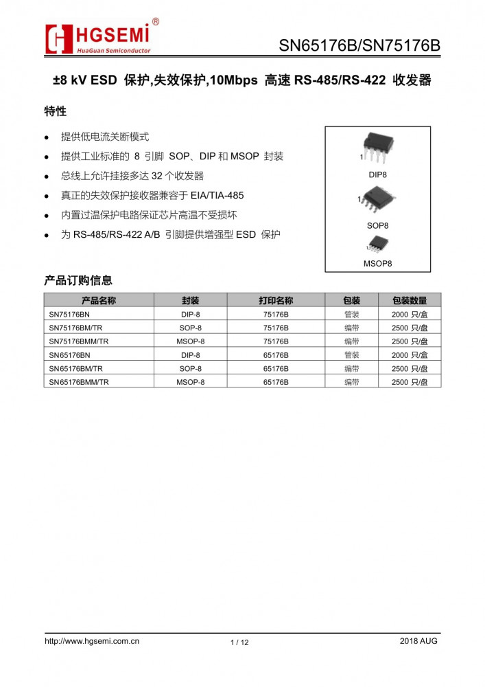 SN75176BM/TR datasheet page 1