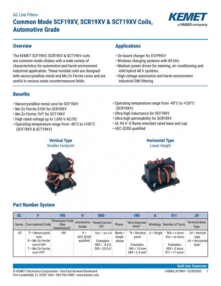 KEMET SCT19XV document page 1