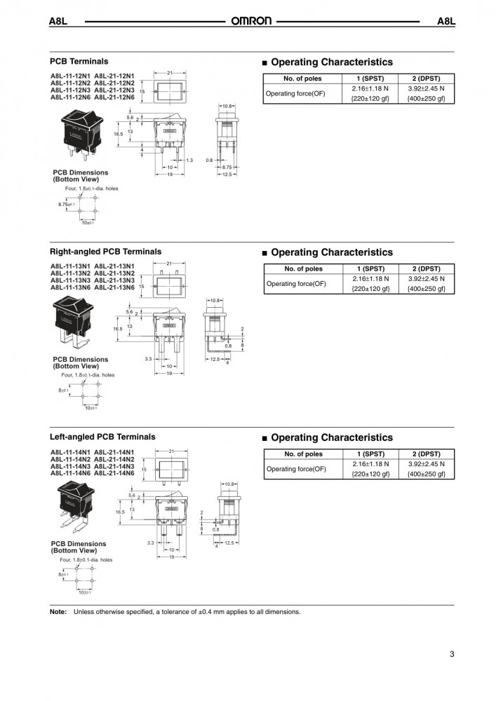 OMRON A8L series documentation page 3