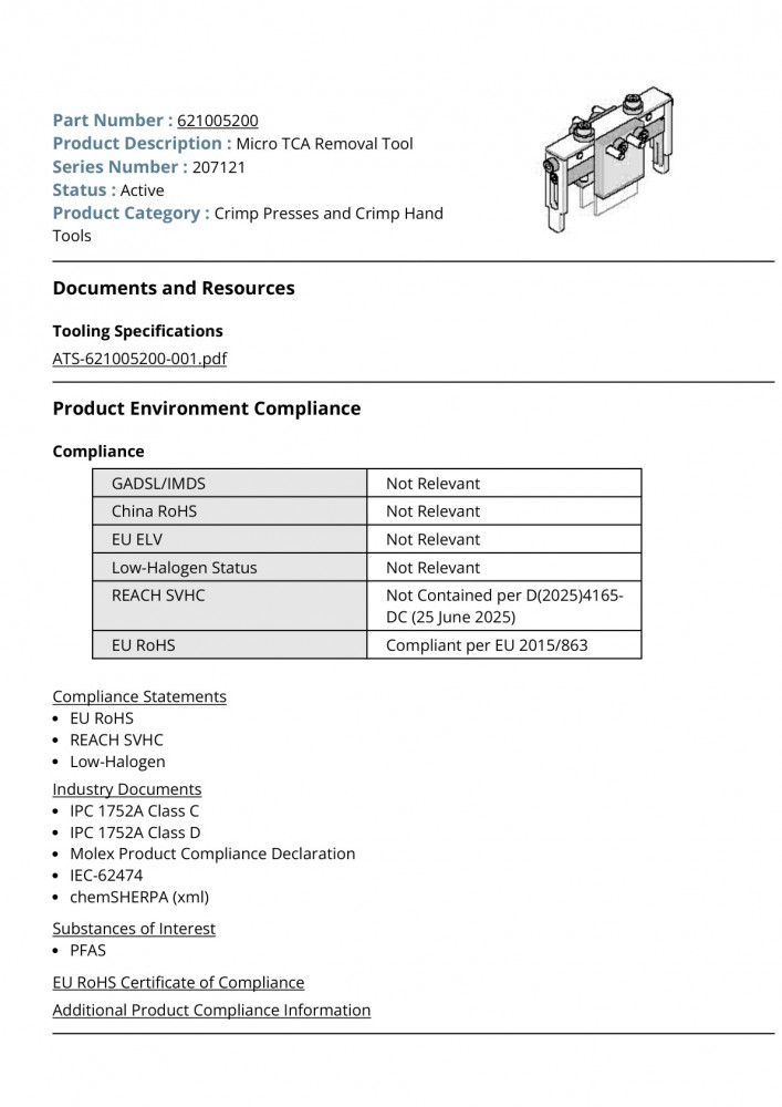 Tooling specification visual, page 1