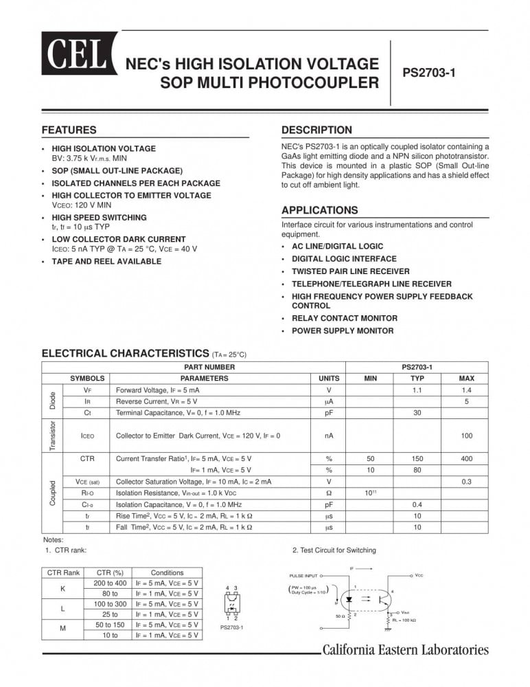 PS2703-1-F4-K-A datasheet page 1