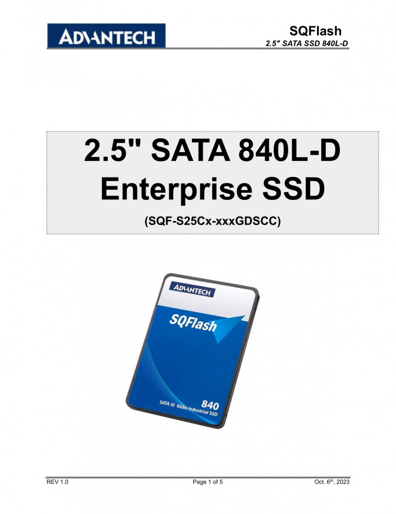 SQF-S25 840L-D product document page 1