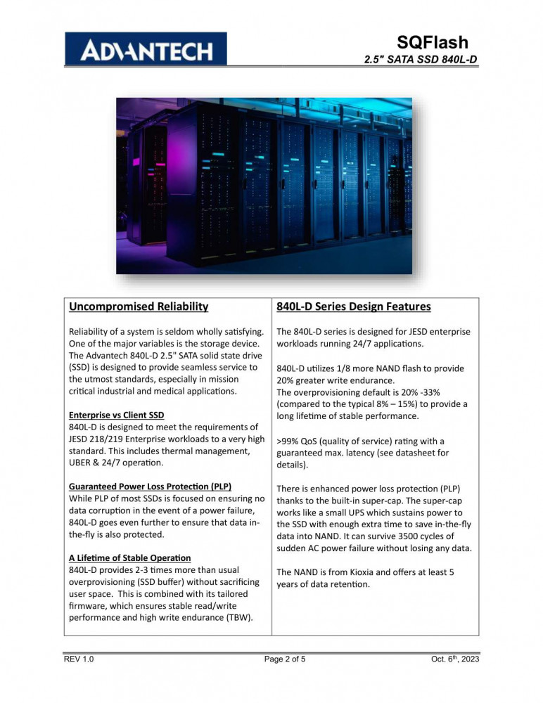 SQF-S25 840L-D product document page 2