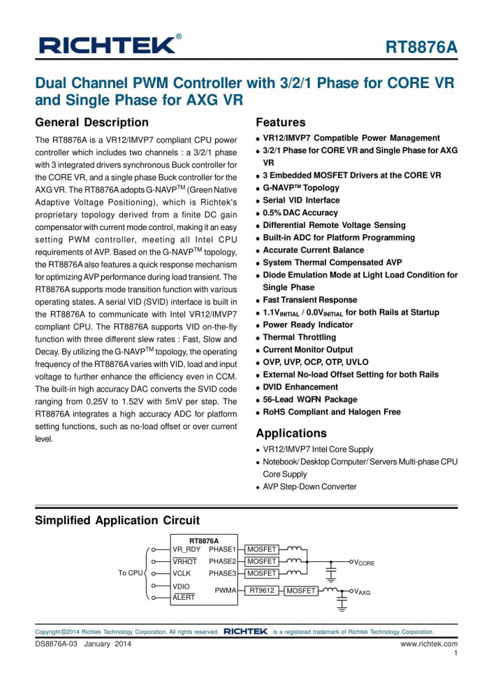 RT8876A technical document page 1