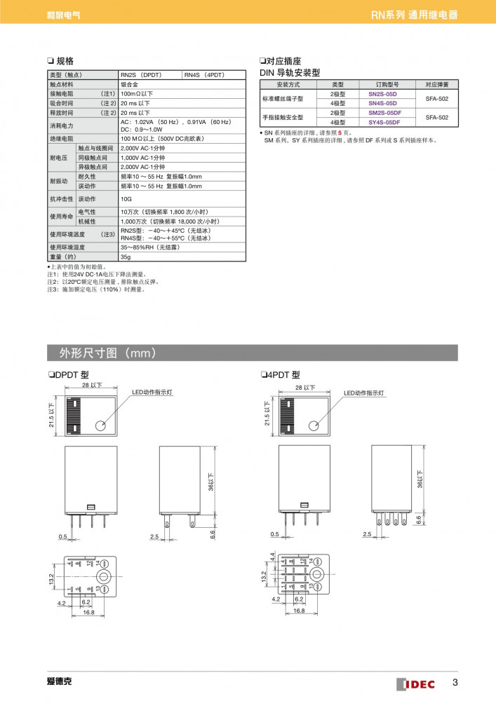 IDEC SN4S-05D datasheet page 3