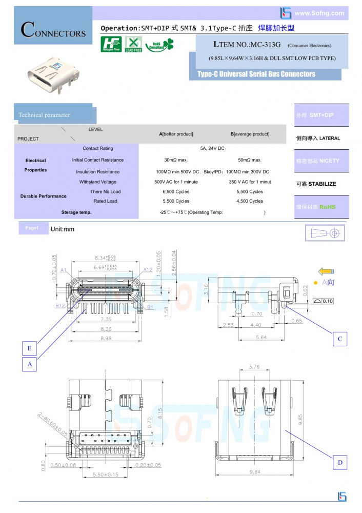 SOFNG MC-313G technical document page 1
