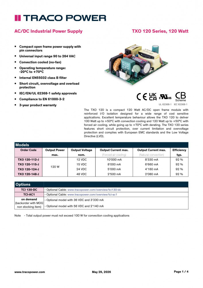 TXO 120 technical document page 1