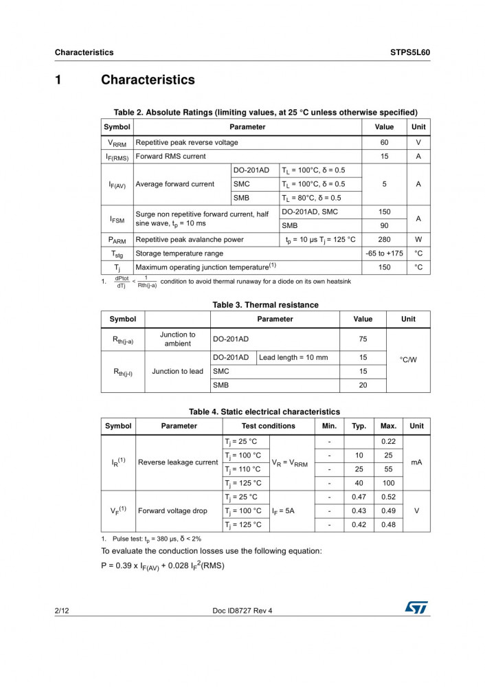 STPS5L60 datasheet page 2