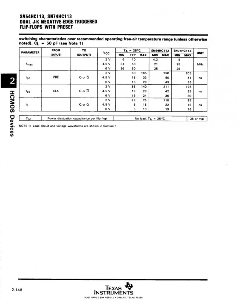 54HC113 technical document page 5