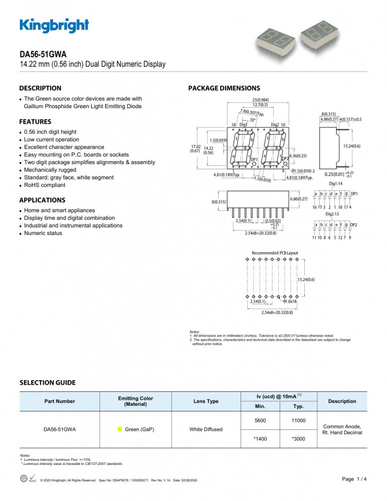 DA56-51GWA datasheet page 1