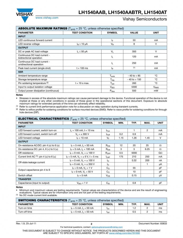 LH1540AAB datasheet page 2