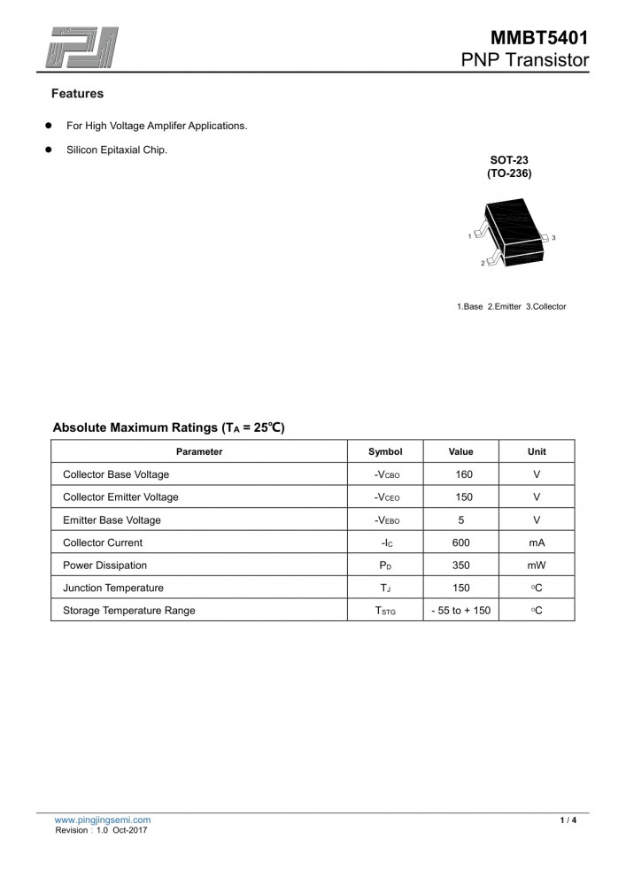MMBT5401 datasheet page 1