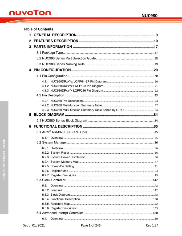 NUC980 datasheet page 2